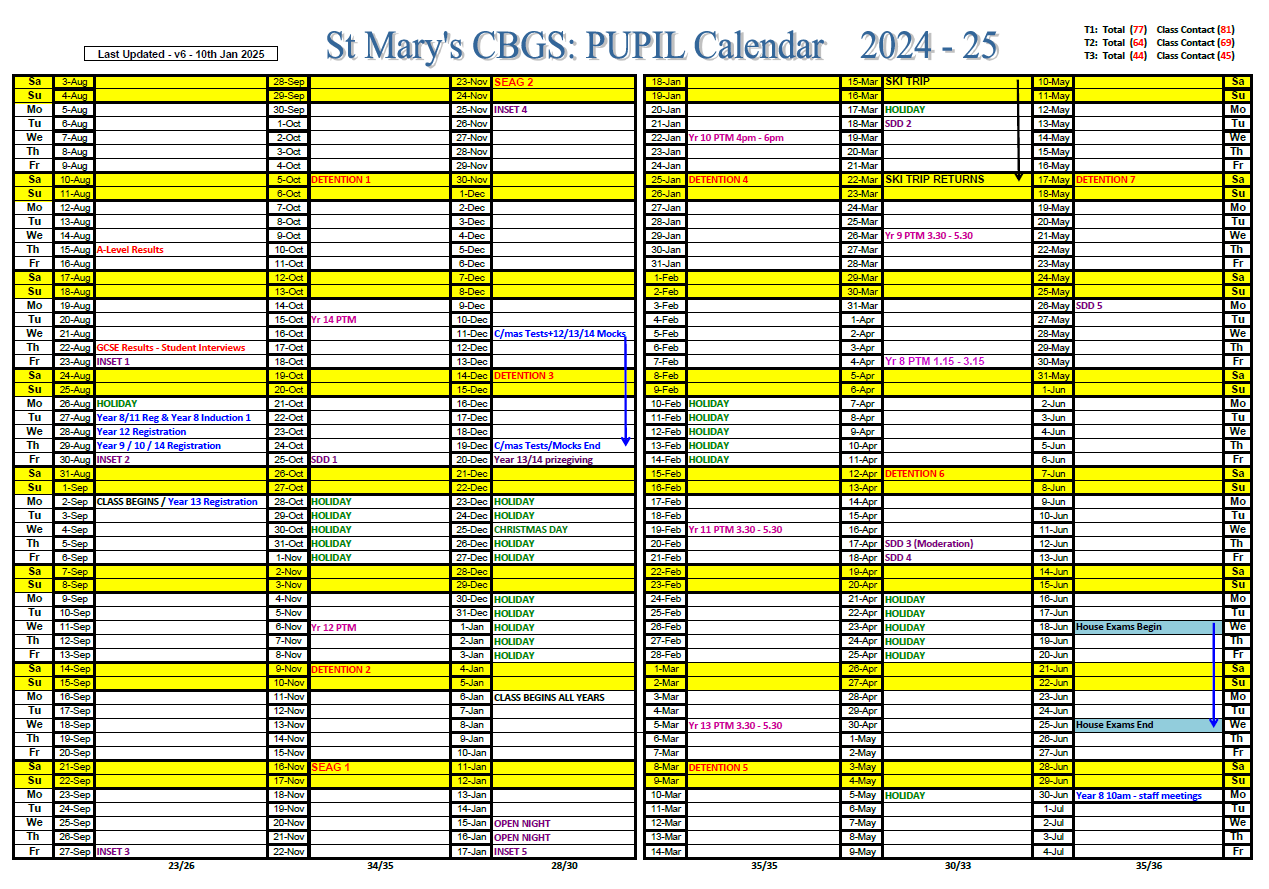 School Calendar - St Mary's CBGS Belfast