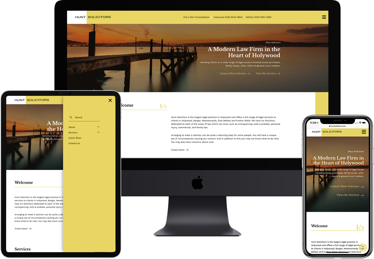 Hunt Solicitors - Wibble Web Design & Development